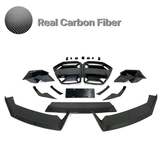 VTEN Real Carbon Fiber & ABS Front Bumper Cover Fascia Upper Lower Gri