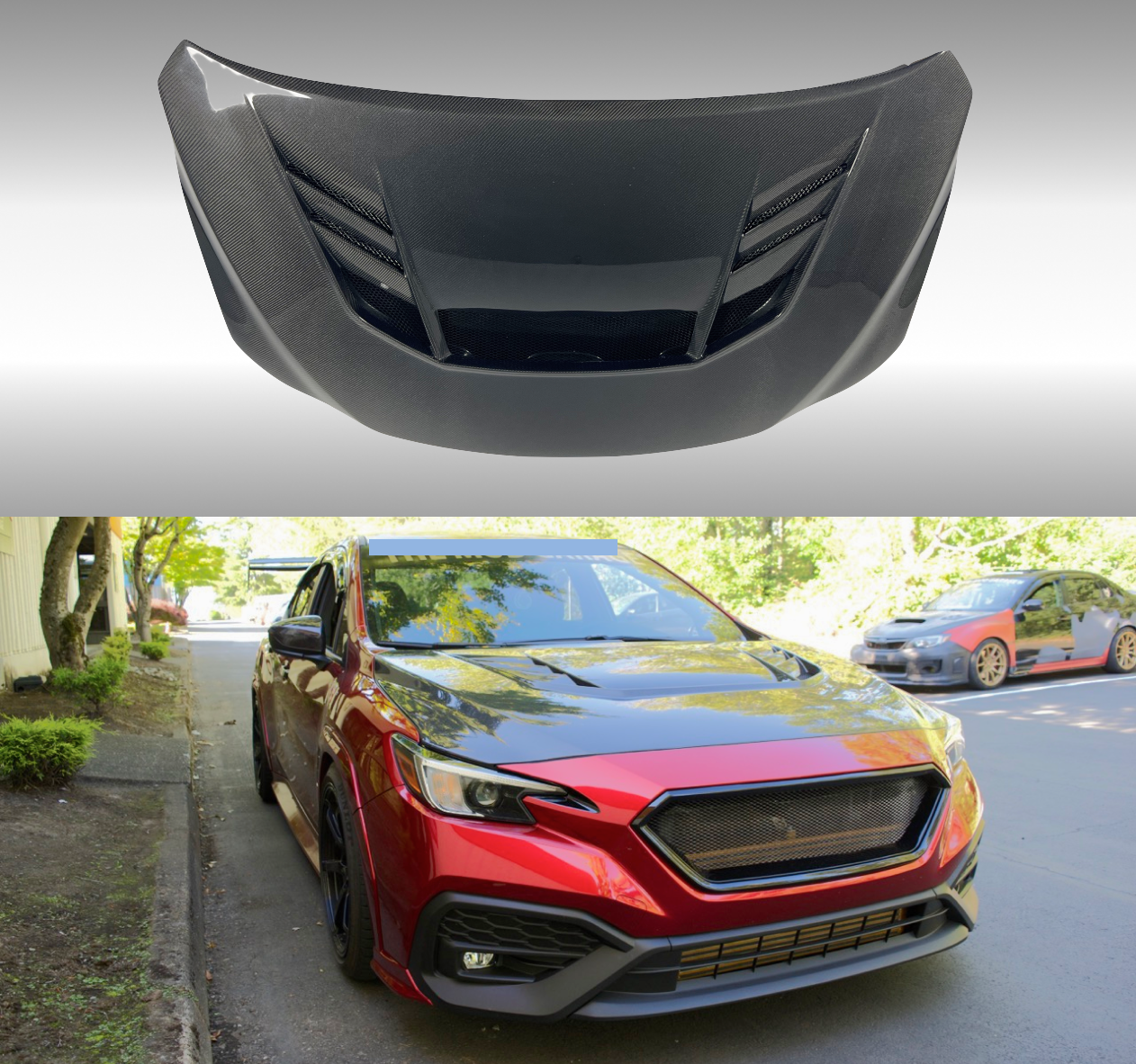 VR Style Real Carbon Fiber Front Mount Intercooler Reverse Scoop Hood